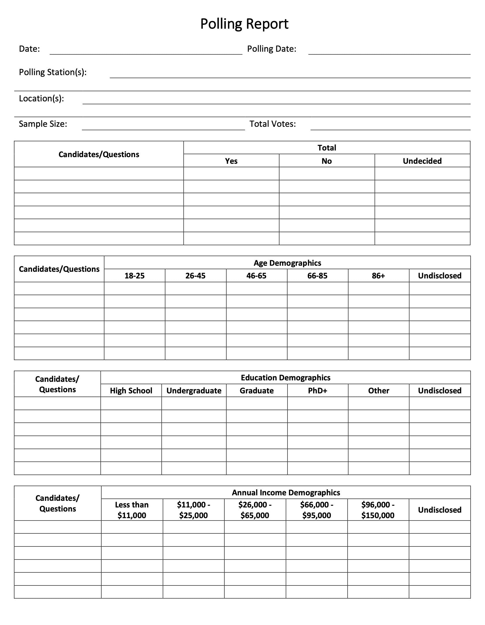 Polling Report Form Business Company Government Council Polls Votes ...