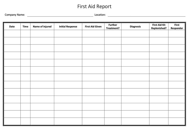 First Aid Report School Office Work Company Apartment Block First Aid ...