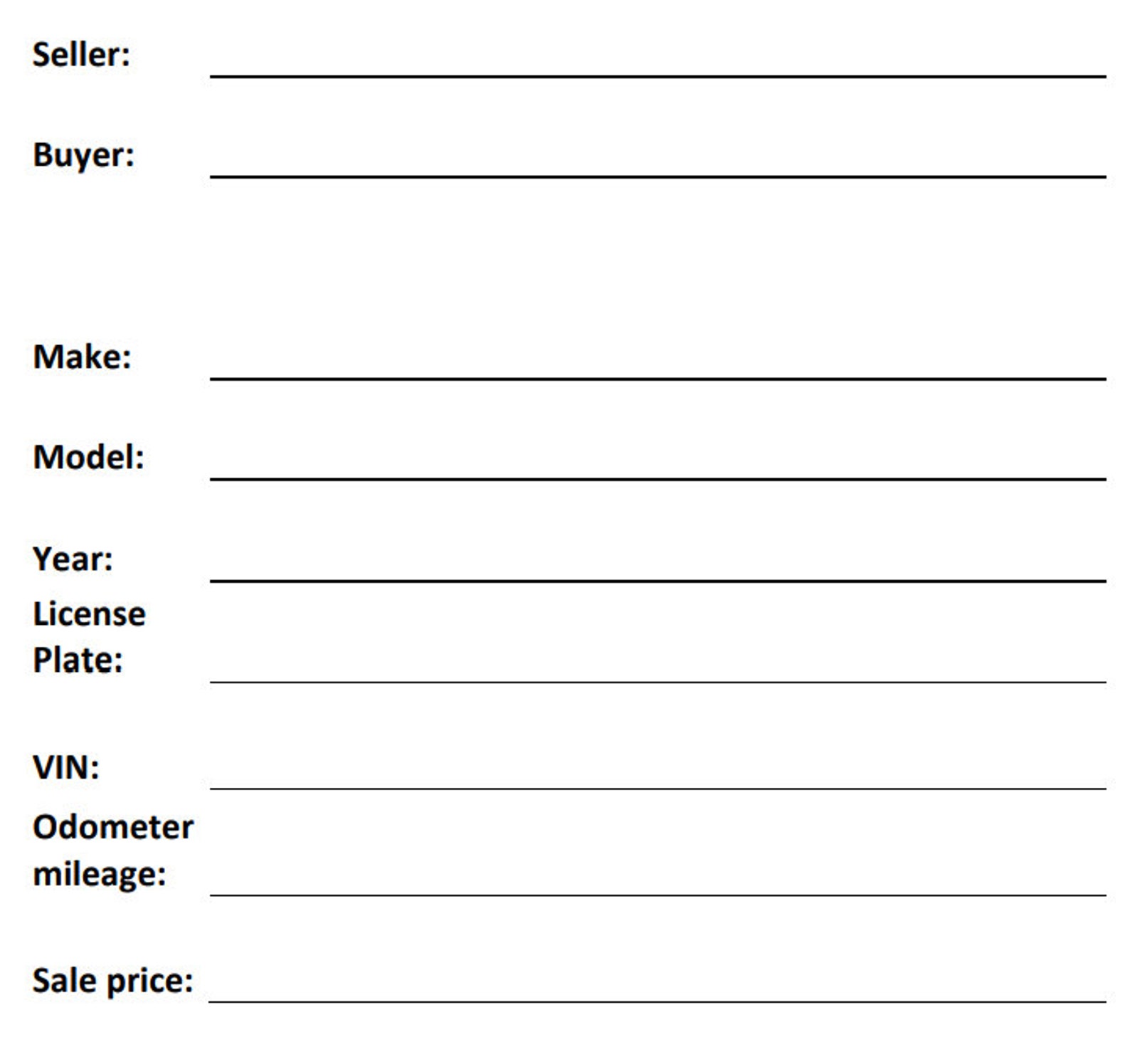 Motorcycle Bill of Sale Motorbike Quadbike Sale Contract Auto ...