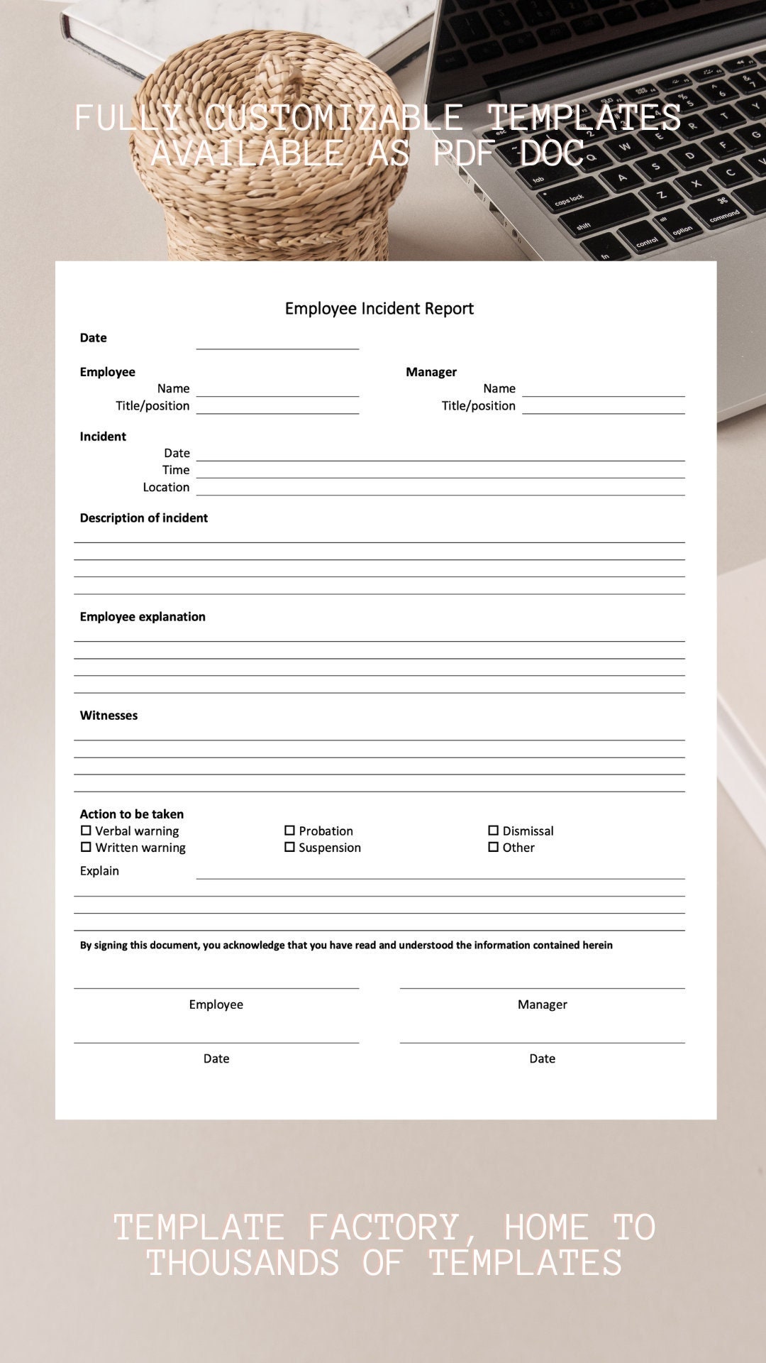 Employee Incident Report Form Accident at Work Form Employee Policy ...