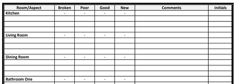 Rental Inspection Report Form Landlord Letting Agent Agency Company ...