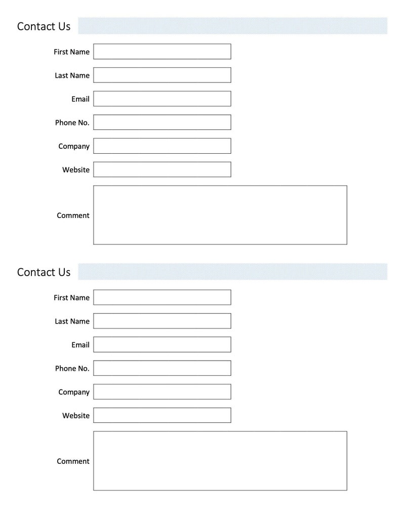 Standard Contact Form Employee Contact Details Documented Records of ...
