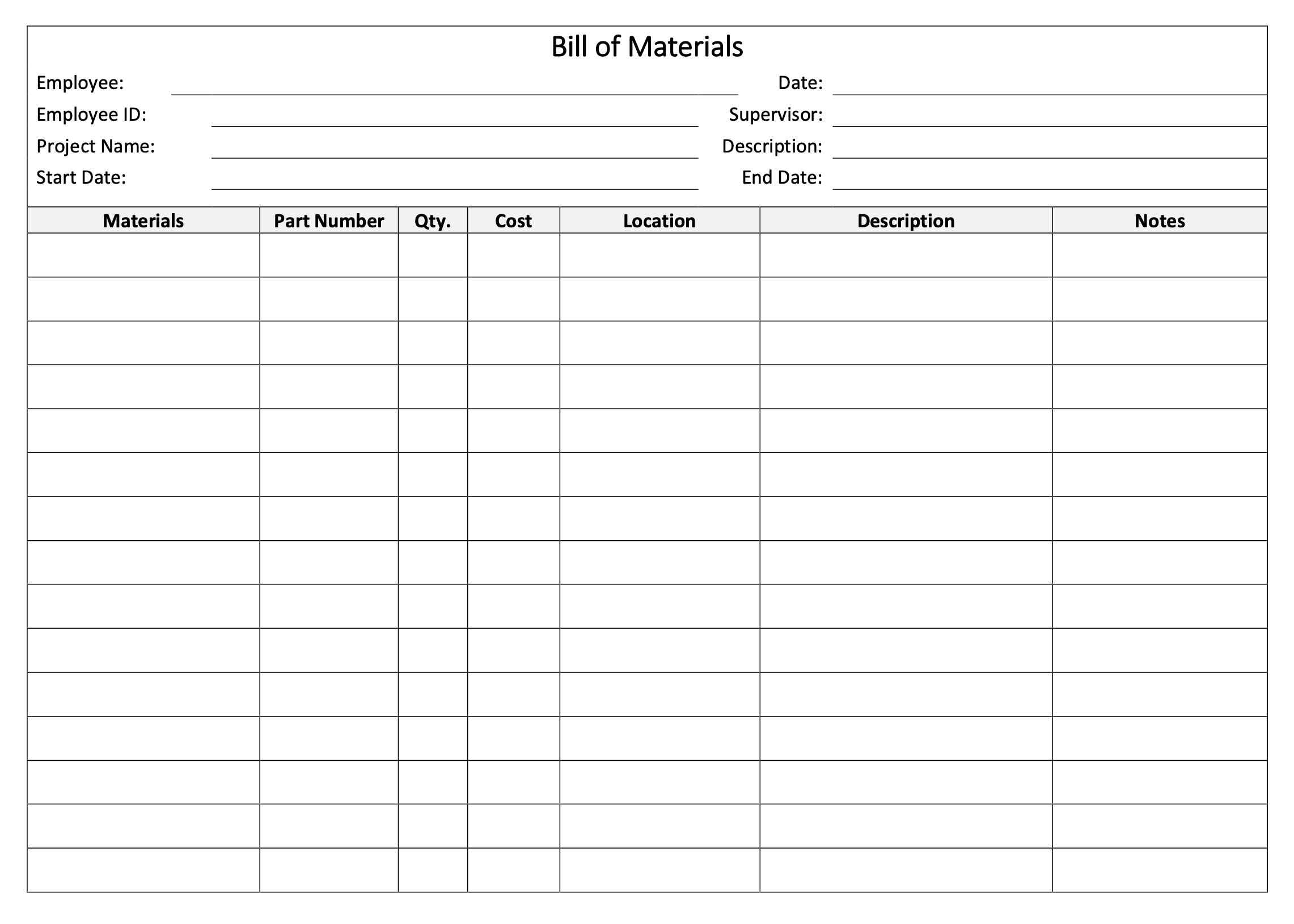 Material Bill Invoice Product Materials Invoice Template Proof of ...