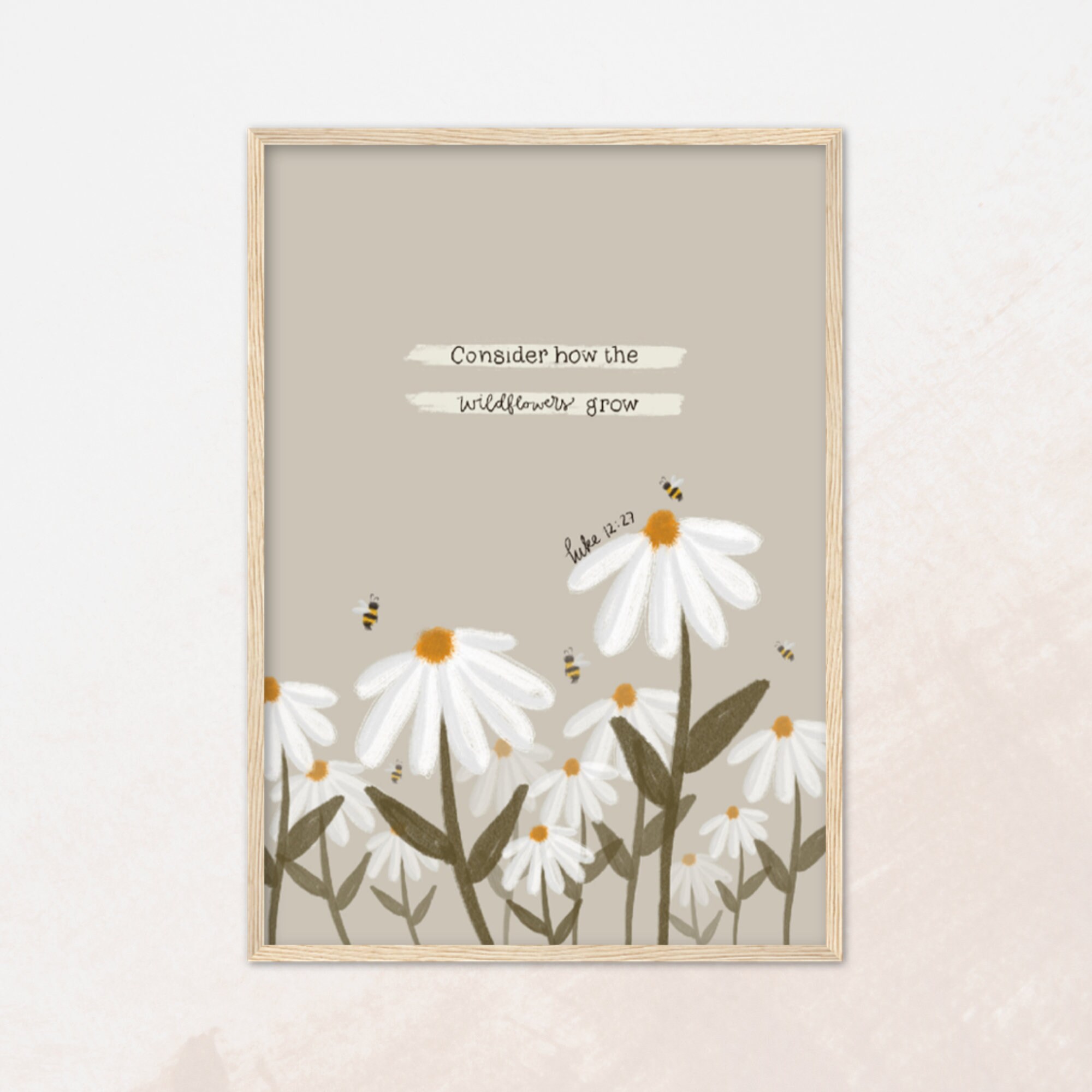 Luke 12:27 Printed & Shipped Botanical Art Modern Scripture Decor Bible ...