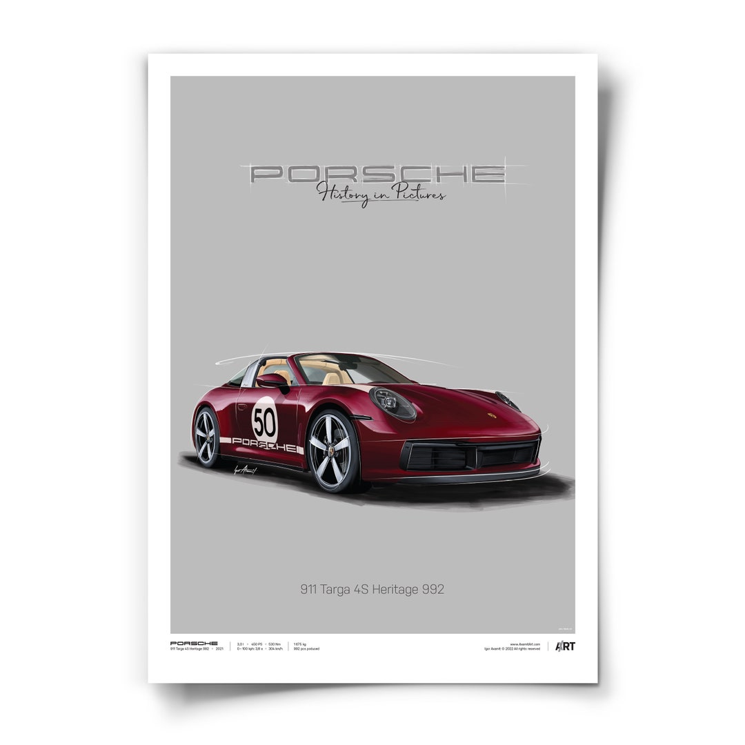 Porsche 911 Targa 4S Heritage 992 – Poster 50 X 70 - Etsy