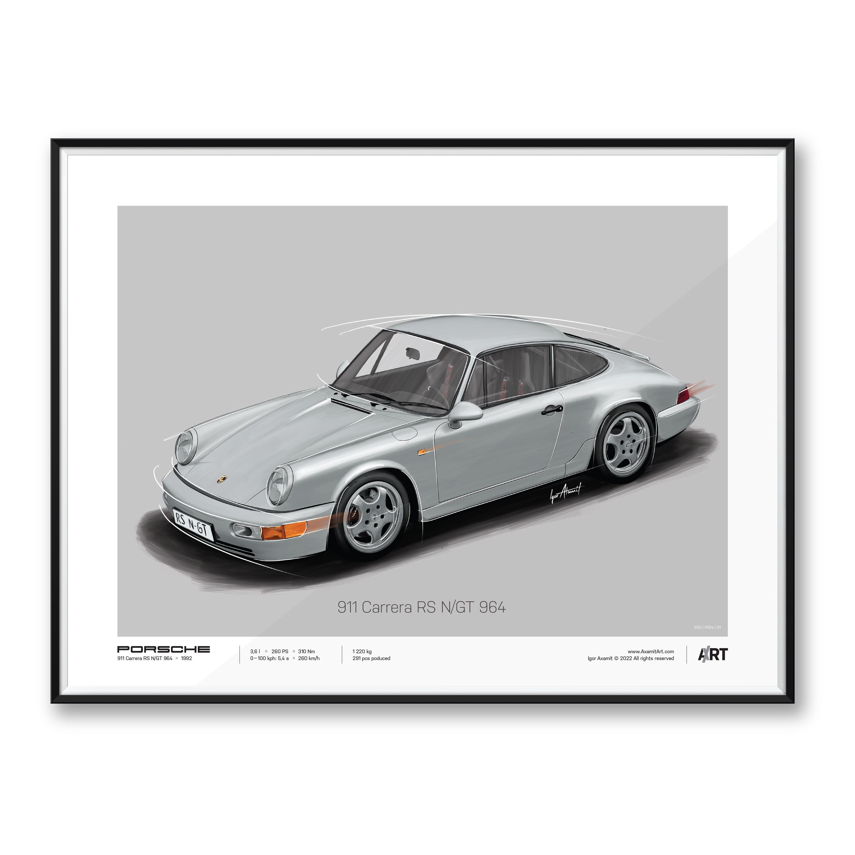 Porsche 911 Carrera RS N/GT 964 – 40 X 30 Cm Posters Digital ...