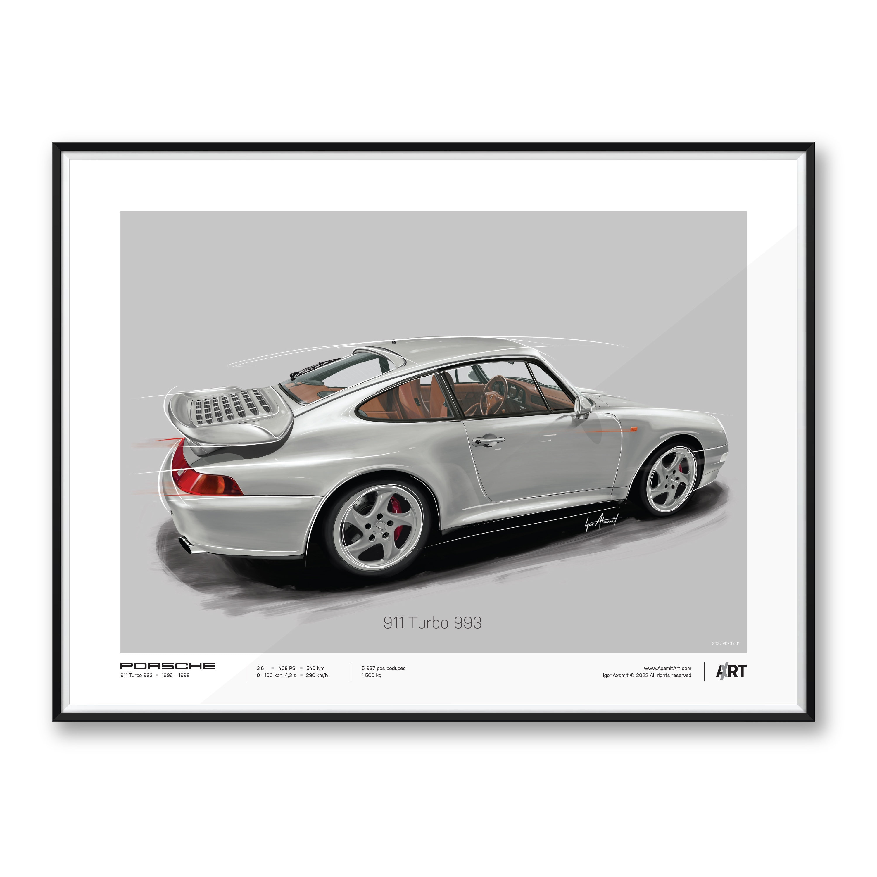 Porsche 911 Turbo 993 – 40 X 30 Cm Posters Digital Ilustration Prints ...