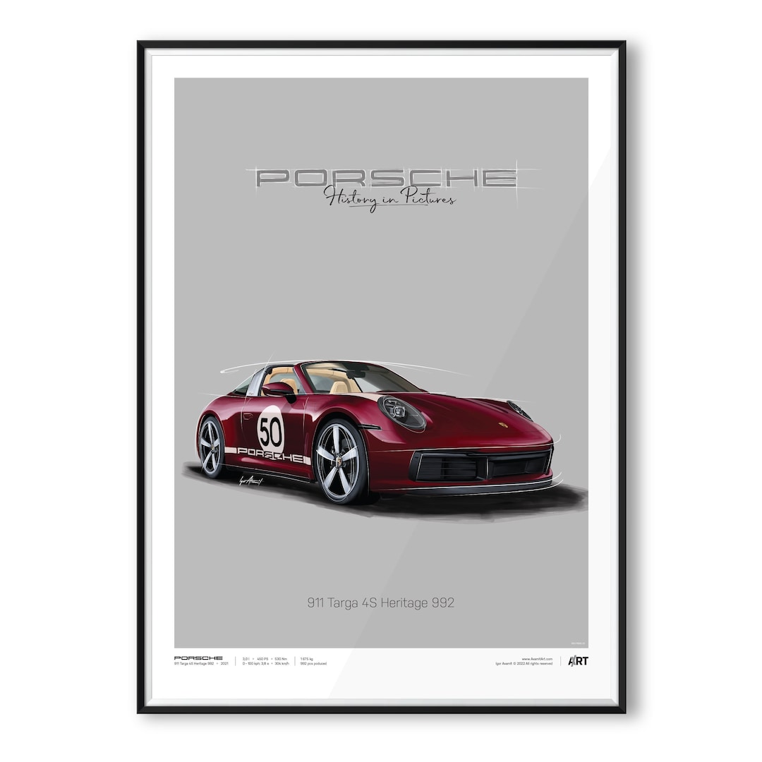 Porsche 911 Targa 4S Heritage 992 Poster 50 X 70 - Etsy