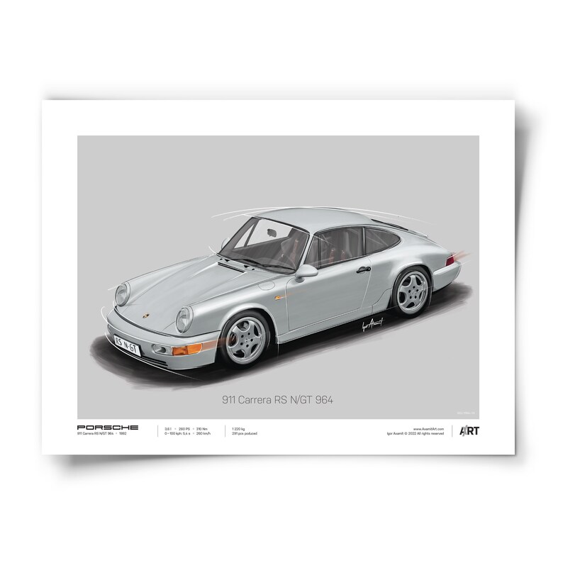 Porsche 911 Carrera RS N/GT 964 – 40 X 30 Cm Posters Digital ...