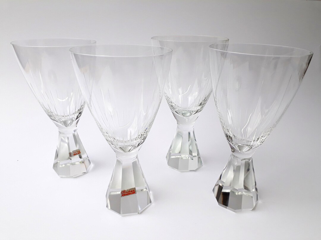 Vintage FRIEDRICH KRISTALL Set of 4 Wine Glasses Art Deco Suncatcher ...