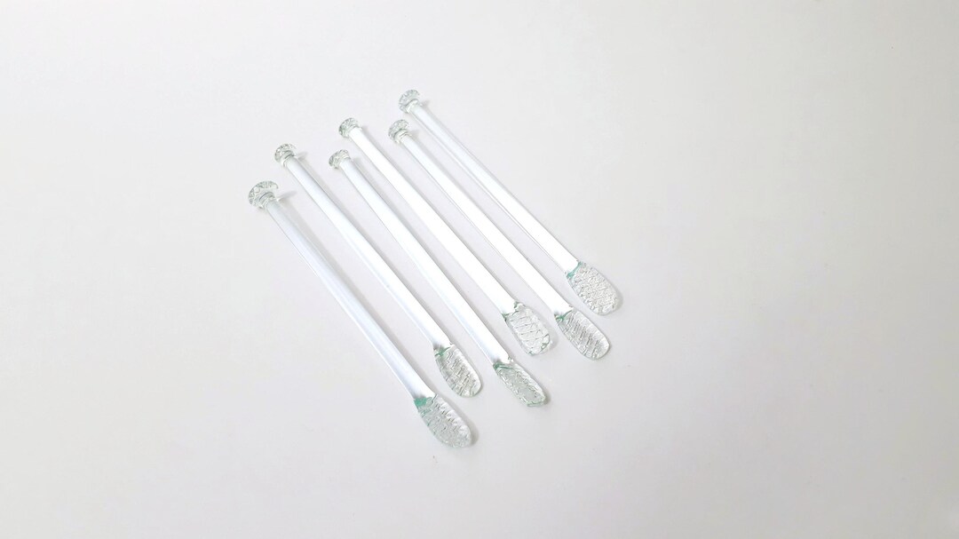 Vintage Set of 6 Cocktail Stirrers Light Blue Turquoise Glass MCM ...
