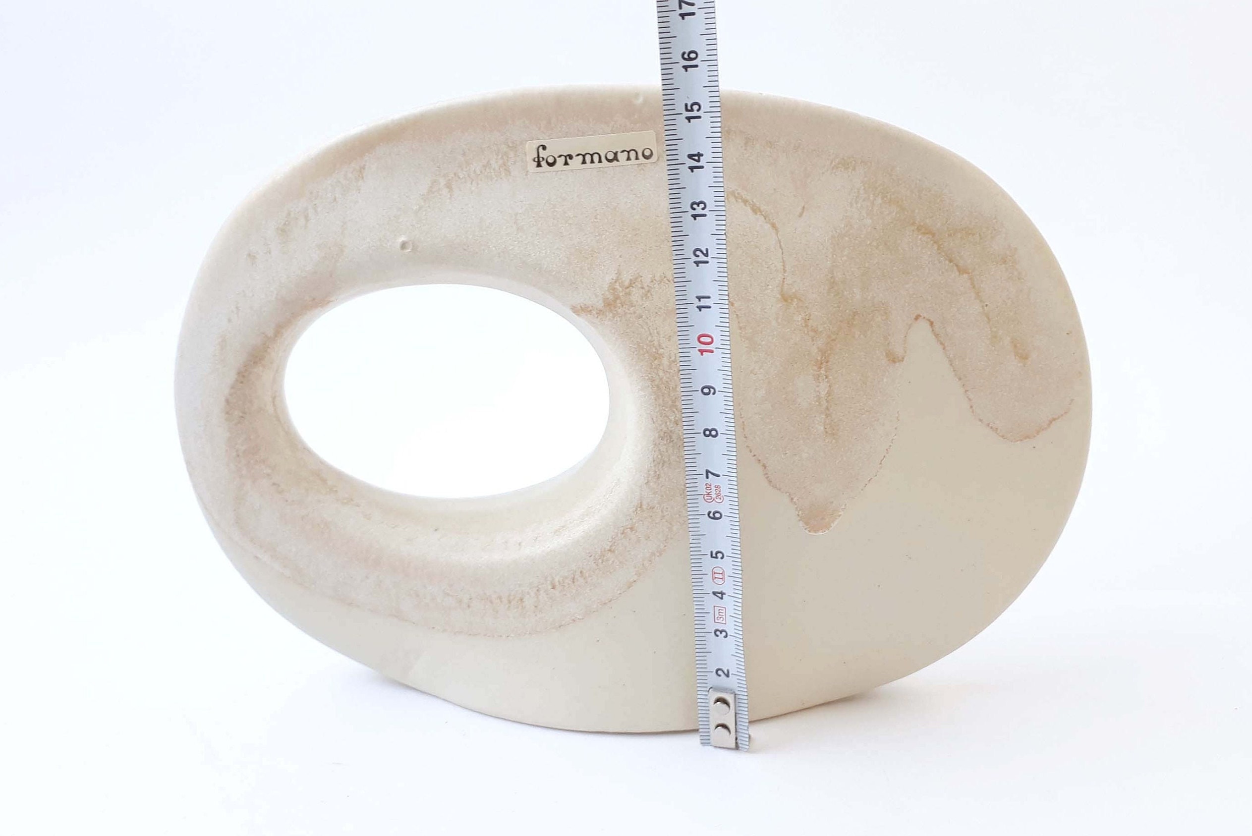 Vintage FORMANO Extravagant Vase, Large Flat Oval Cream-colored ...