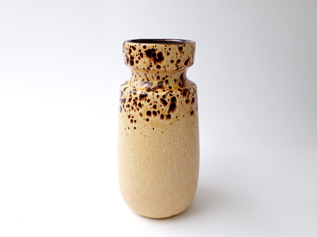 Vintage Elegant SCHEURICH Ceramic Vase 242-22, Teardrop Pattern in Natural Tones, Leo Look, Mid ...