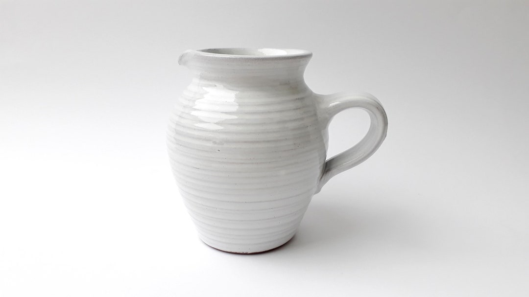 Vintage GRAMANN Studio Ceramics Handle Vase or Jug, White Ceramic ...