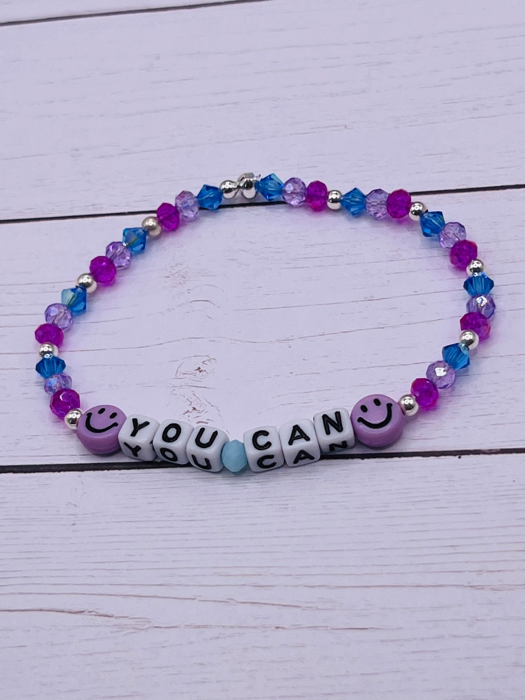 Word Bracelet- You Can- Inspirational- Motivational- Beaded Bracelets ...