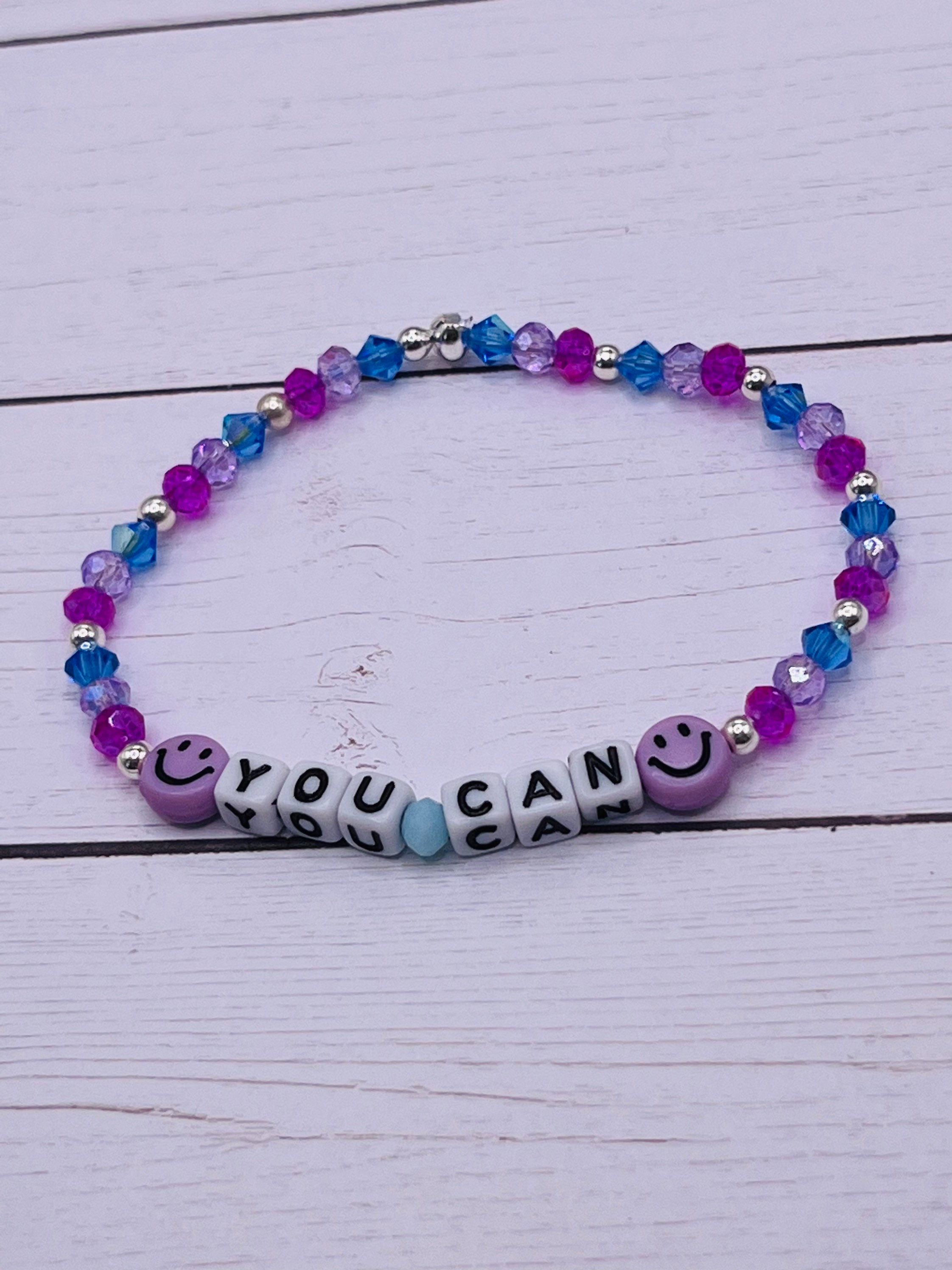 Word Bracelet- You Can- Inspirational- Motivational- Beaded Bracelets ...