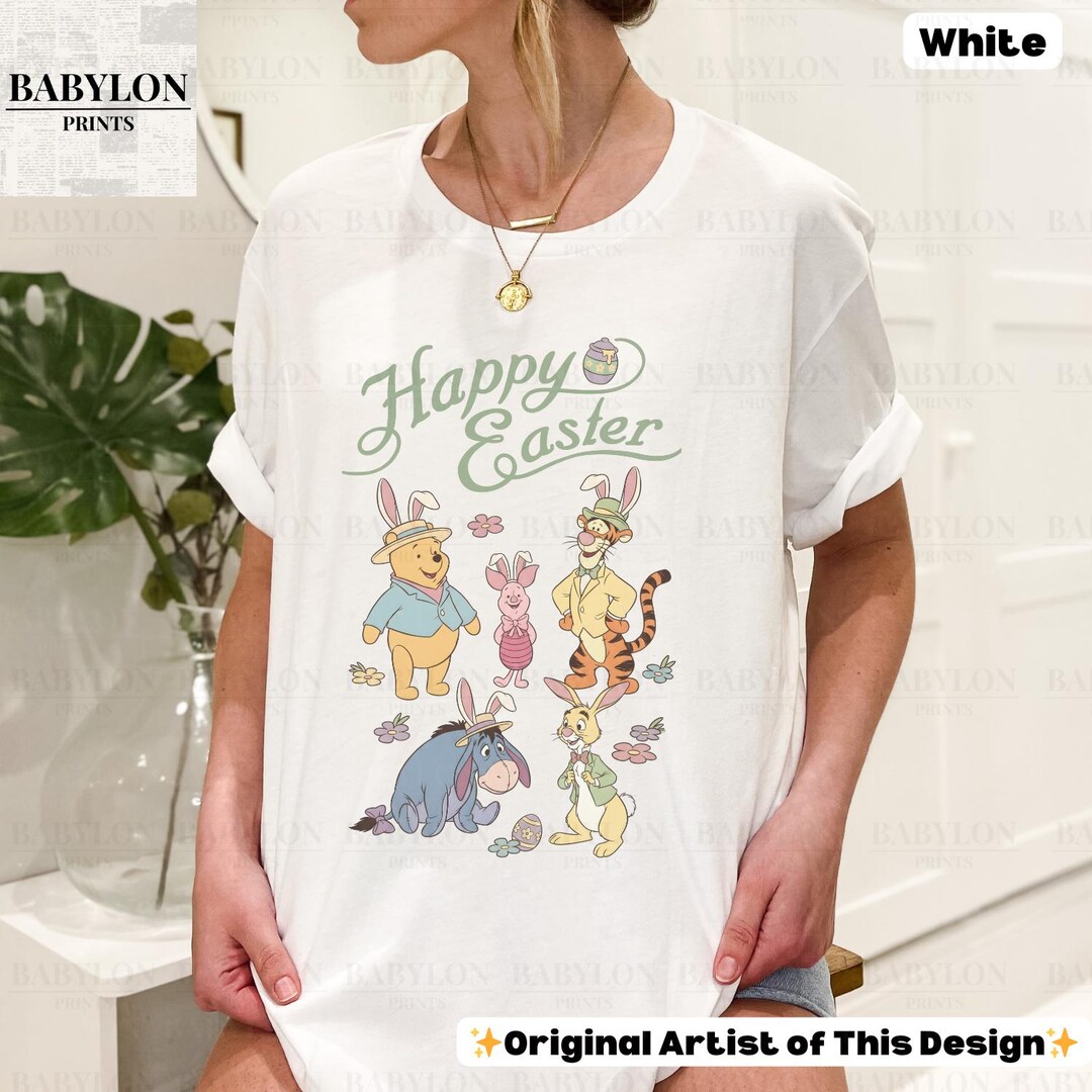 Disney Easter Winnie the Pooh Shirt: Retro Pastel Easter Tee, Cute Pooh ...