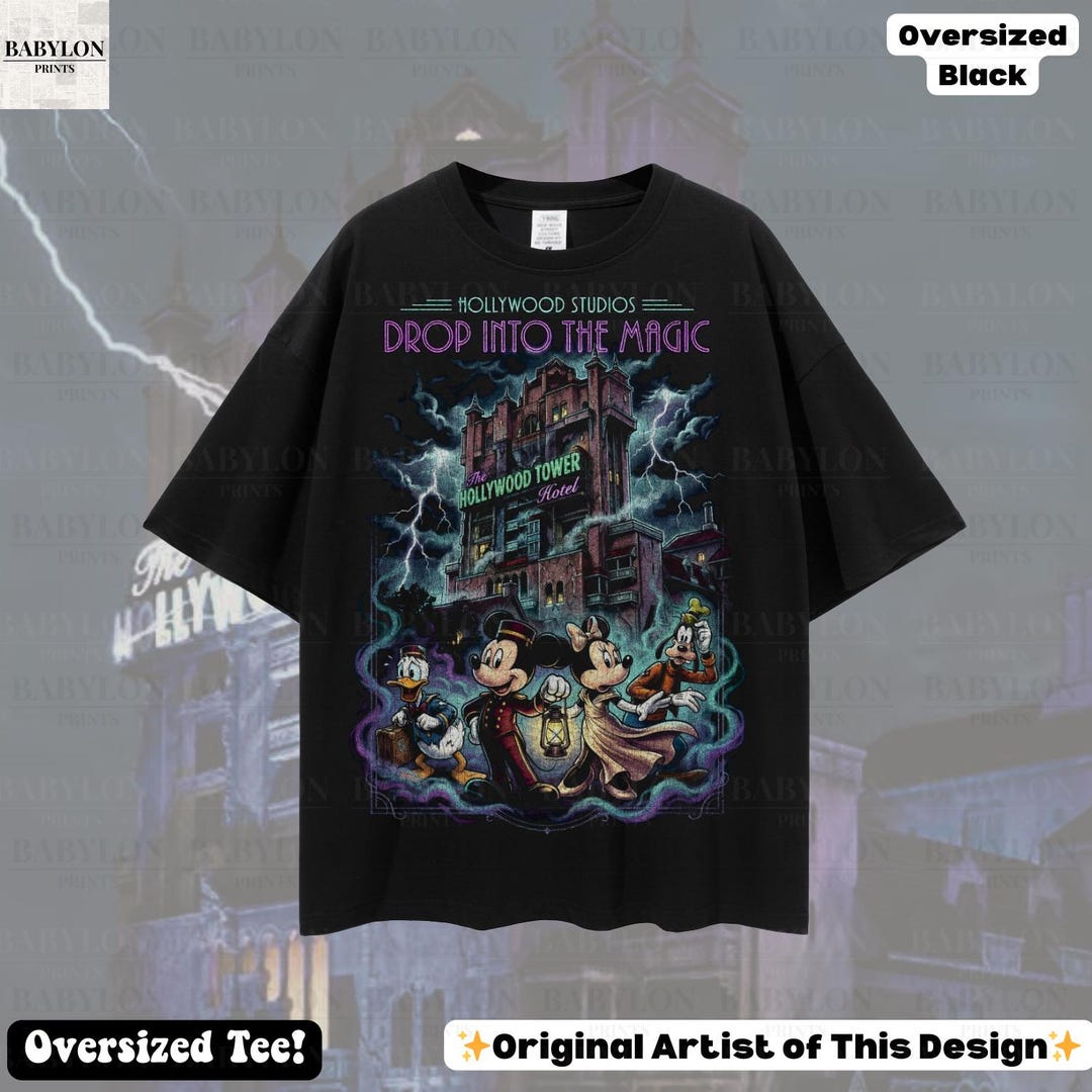 Oversized Mickey Friends Tower of Terror Shirt: Mickey & Friends ...