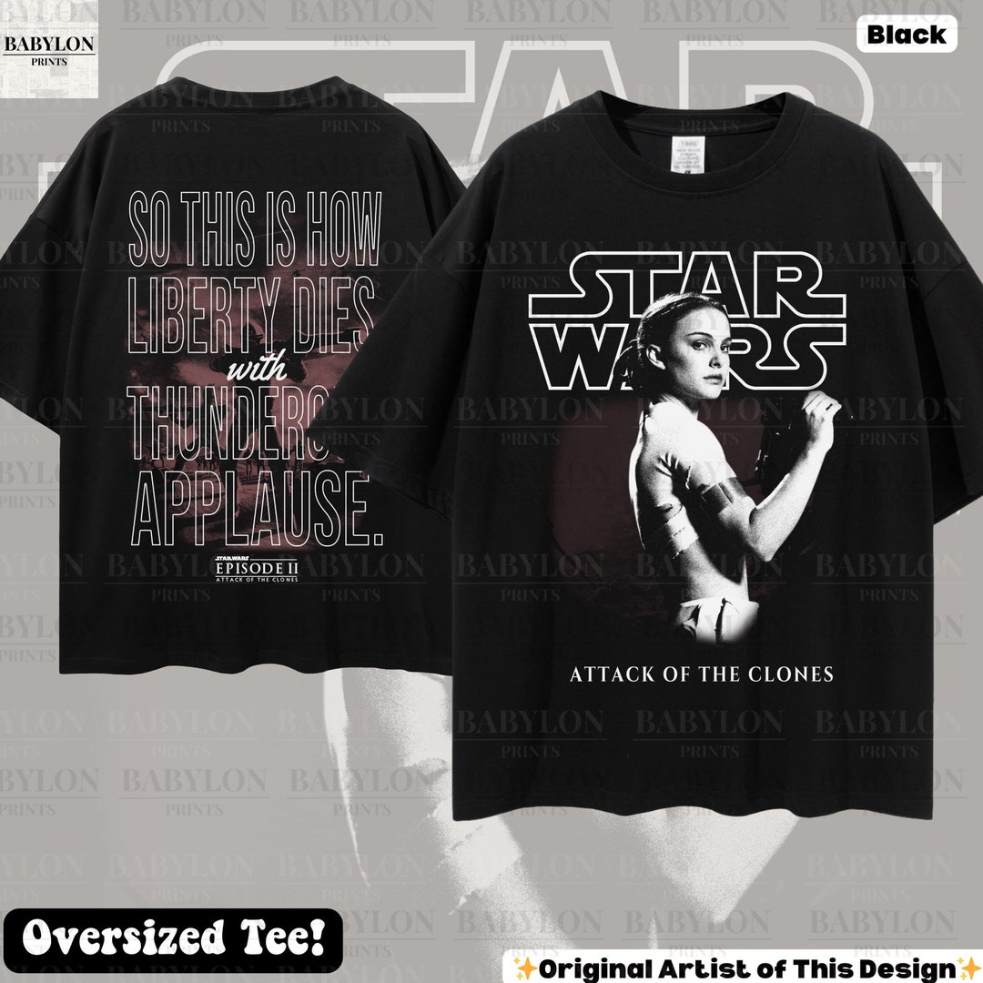 Oversized Padme Amidala Star Wars Front & Back Print T Shirt | Attack ...
