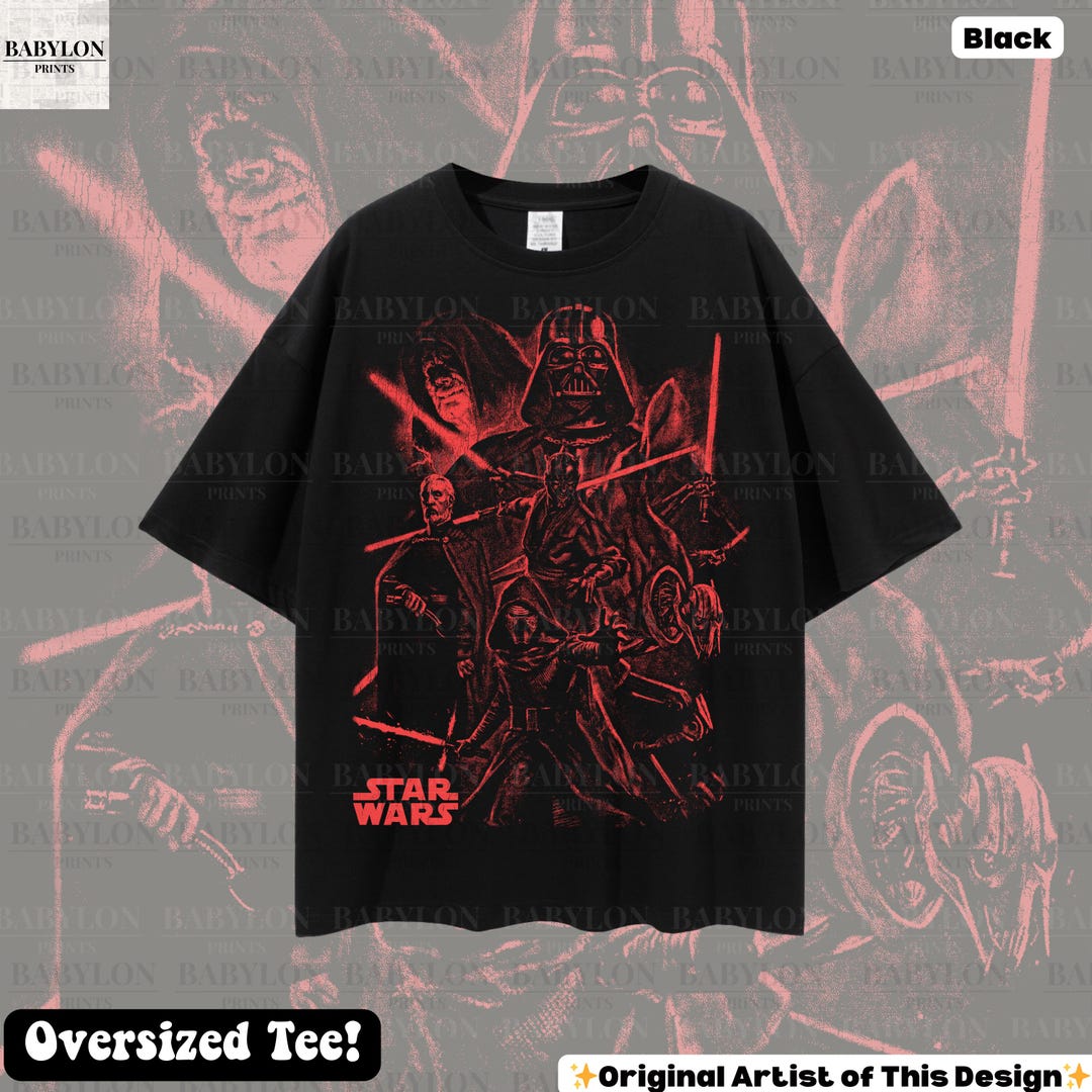 Oversized Vintage Star Wars Villains T Shirt Darth Vader Darth Maul ...