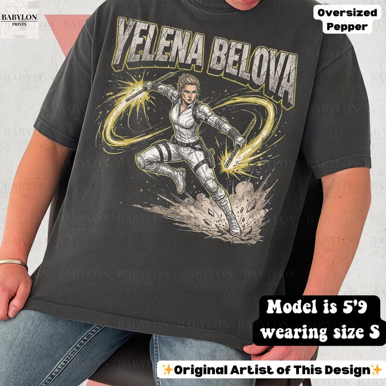 Oversized Yelena Belova Marvel Shirt: Black Widow Hoodie, Florence Pugh ...