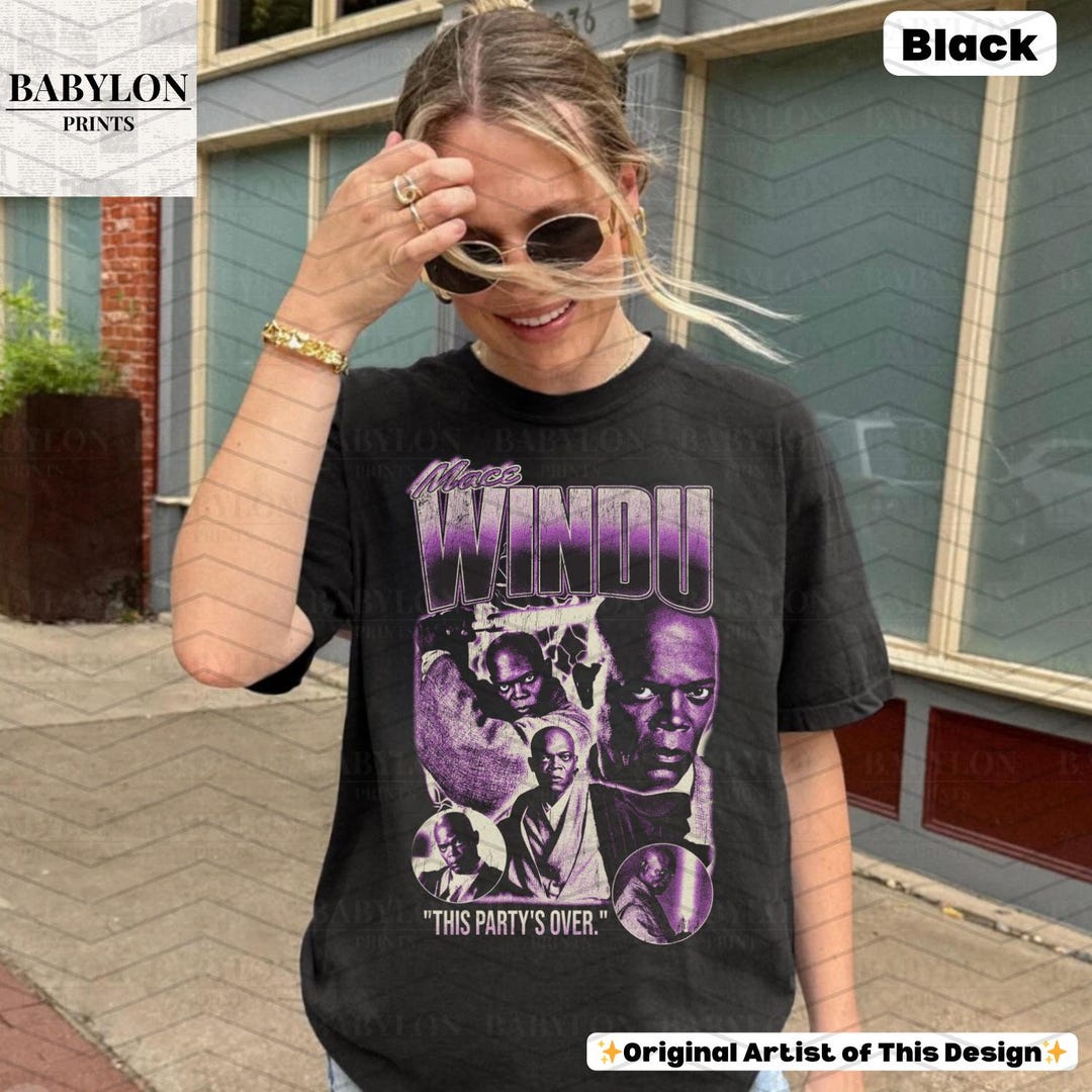 Vintage Mace Windu Star Wars T Shirt, Mace Windu Jedi Shirt, Star Wars ...