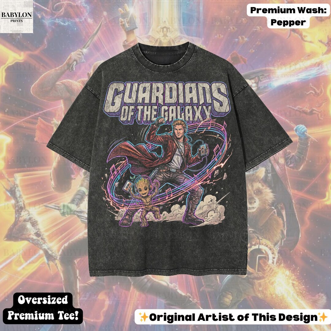 Oversized Star Lord and Baby Groot Shirt: Vintage Guardians of the ...
