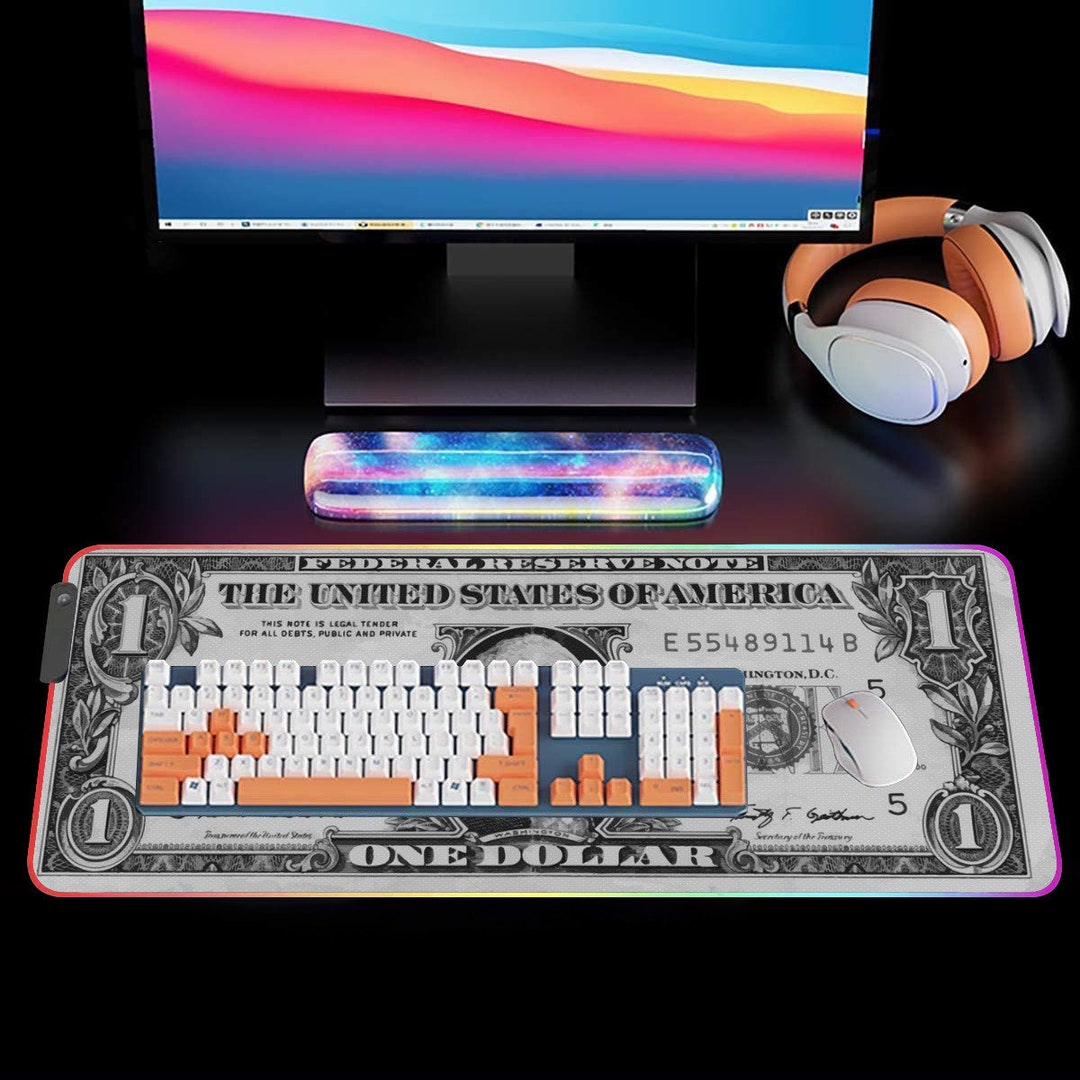 1 Dollar Bill LED Gaming Mouse Pad XXL Desk Mat Gamer Gift Mousepad ...