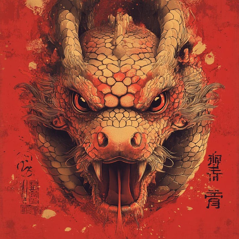Vintage Japanese Dragon Art Prints: Edo Meiji Ukiyo-e Style, Set of 10 ...