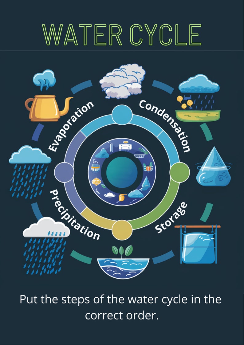 Educational Poster for Kids : Wter Cycle. - Etsy