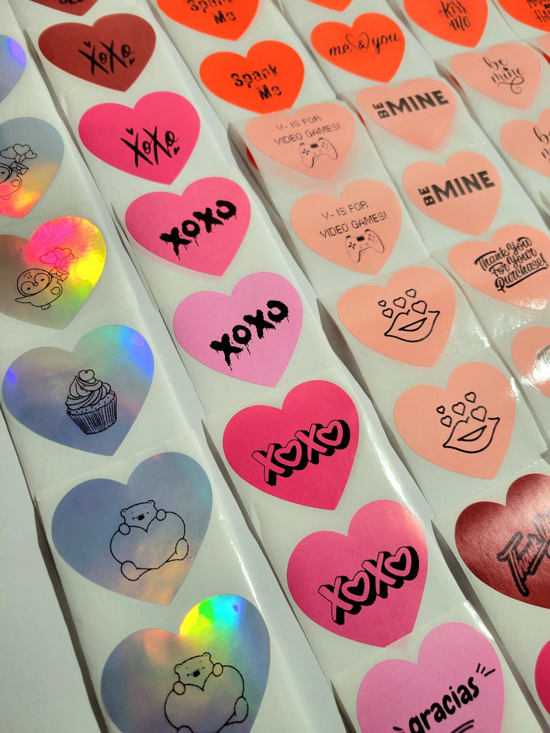 2" Heart Sticker Labels- Several FUN Colors and Designs to Choose From ...