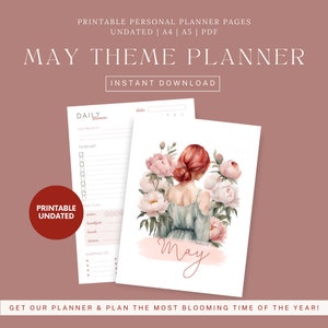 May Theme Planner Printable Planner Undated Monthly Journal May ...