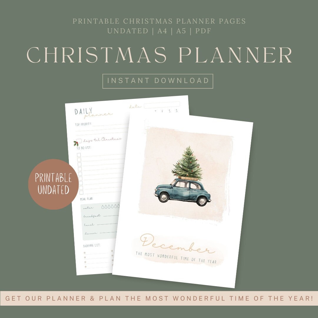 Elegant Minimalist December Holiday Christmas Planner Insert Printable ...