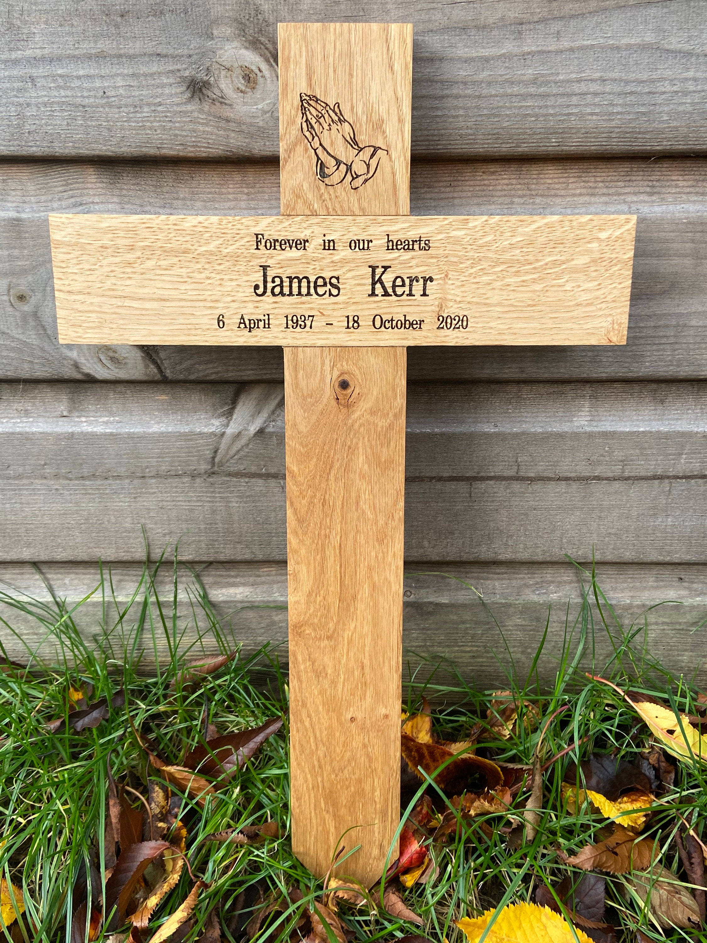 Personalised Wooden Memorial Cross, Wooden Cross, Engraved Plaque ...