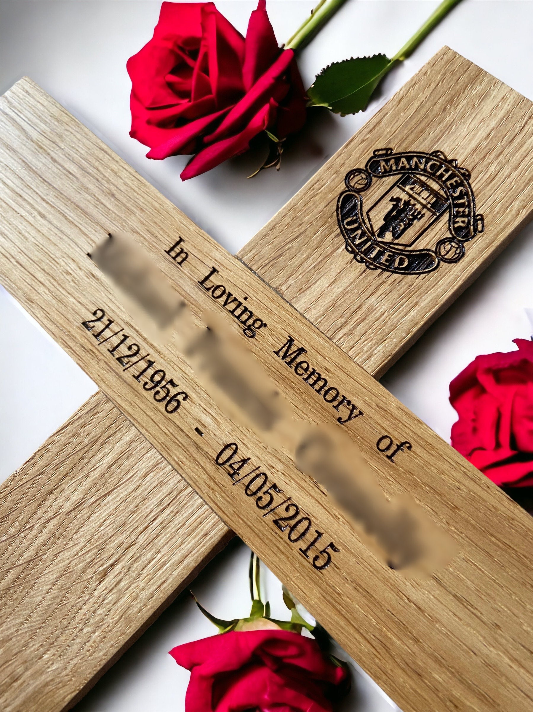Personalised Wooden Memorial Cross, Wooden Cross, Engraved Plaque ...