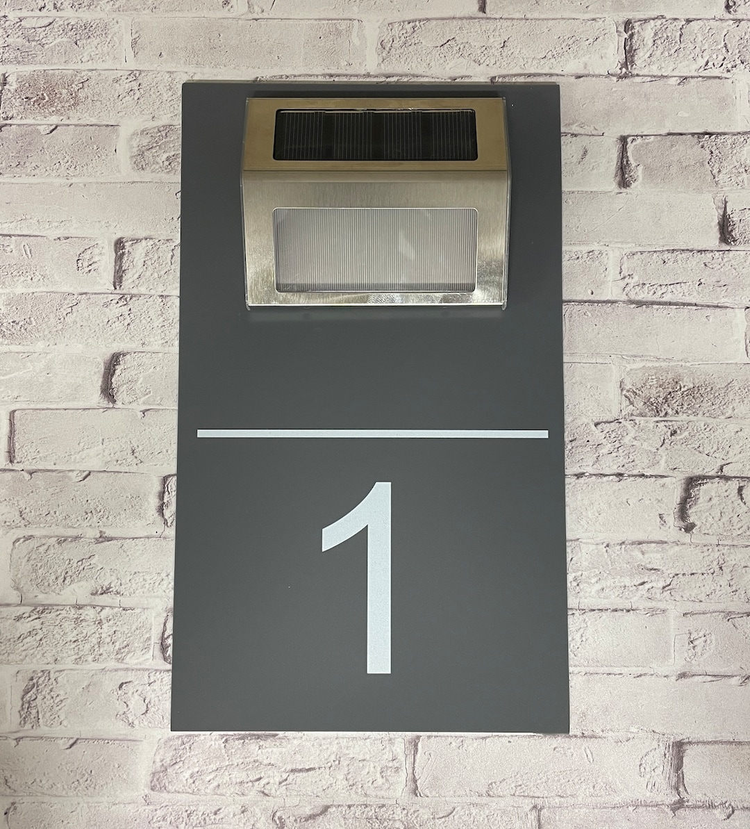 Solar House Sign LED Illuminated Contemporary Modern Door Number Plaque ...