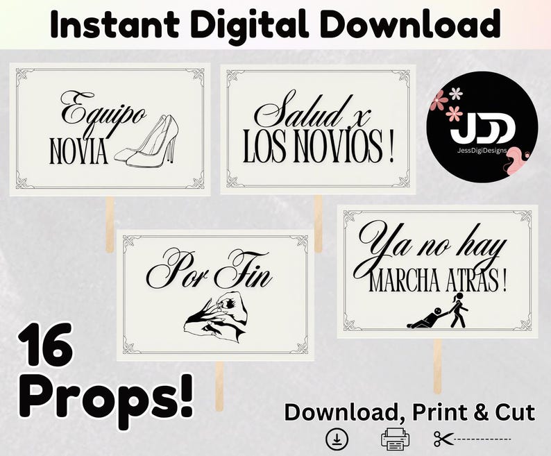 Digital Download Photo Booth Prop Signs and Decorations in Spanish ...