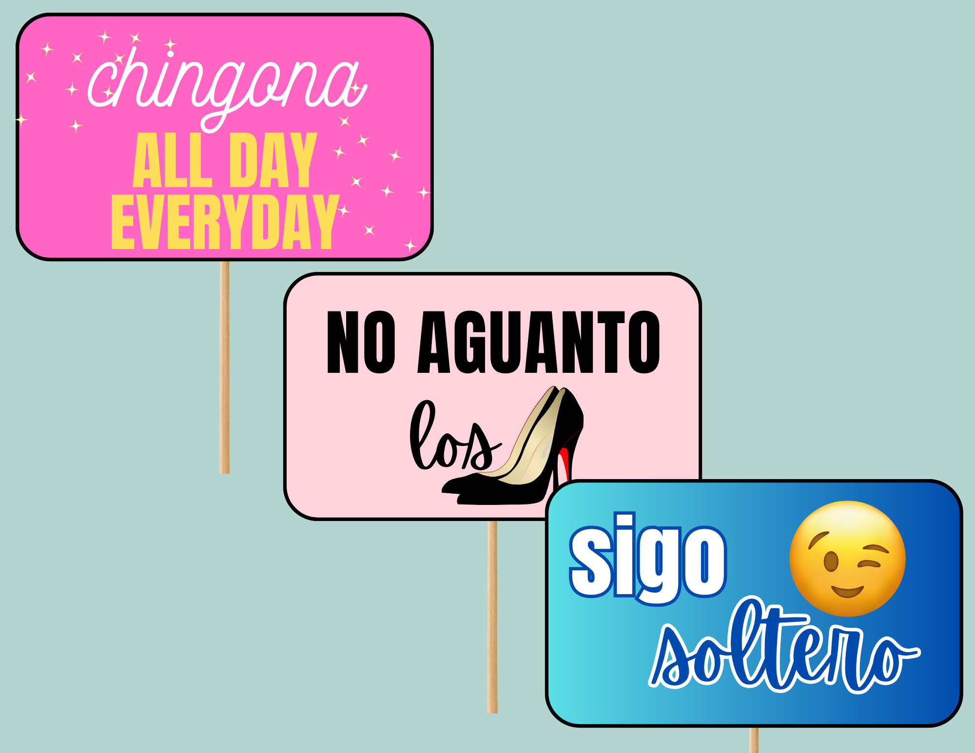 24 Spanish Colorful Party Photo Booth Props Latino Party Props ...