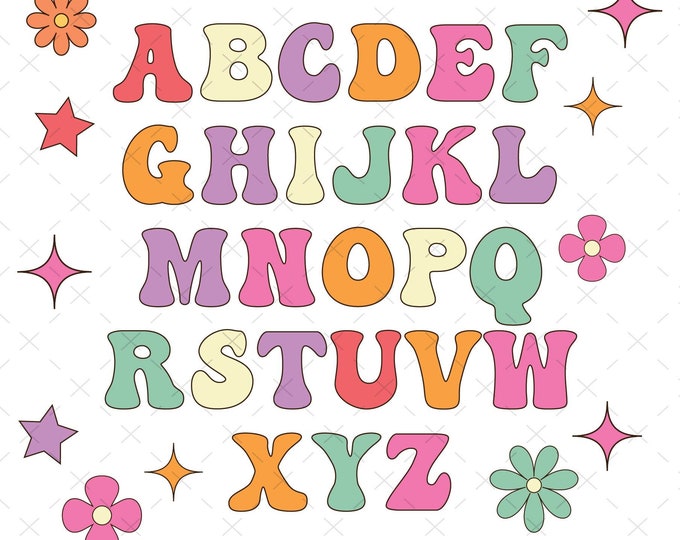 Retro Love Alphabet Set - PNG Retro Letters, SVG Retro Letters ...