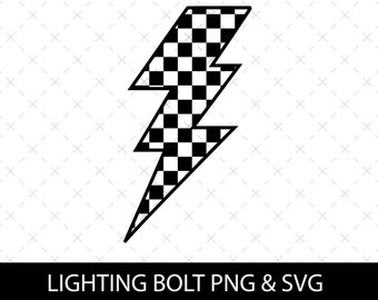Checkered Lightning Bolt Svg, Checkerboard Svg, Checkered Thunder Svg ...