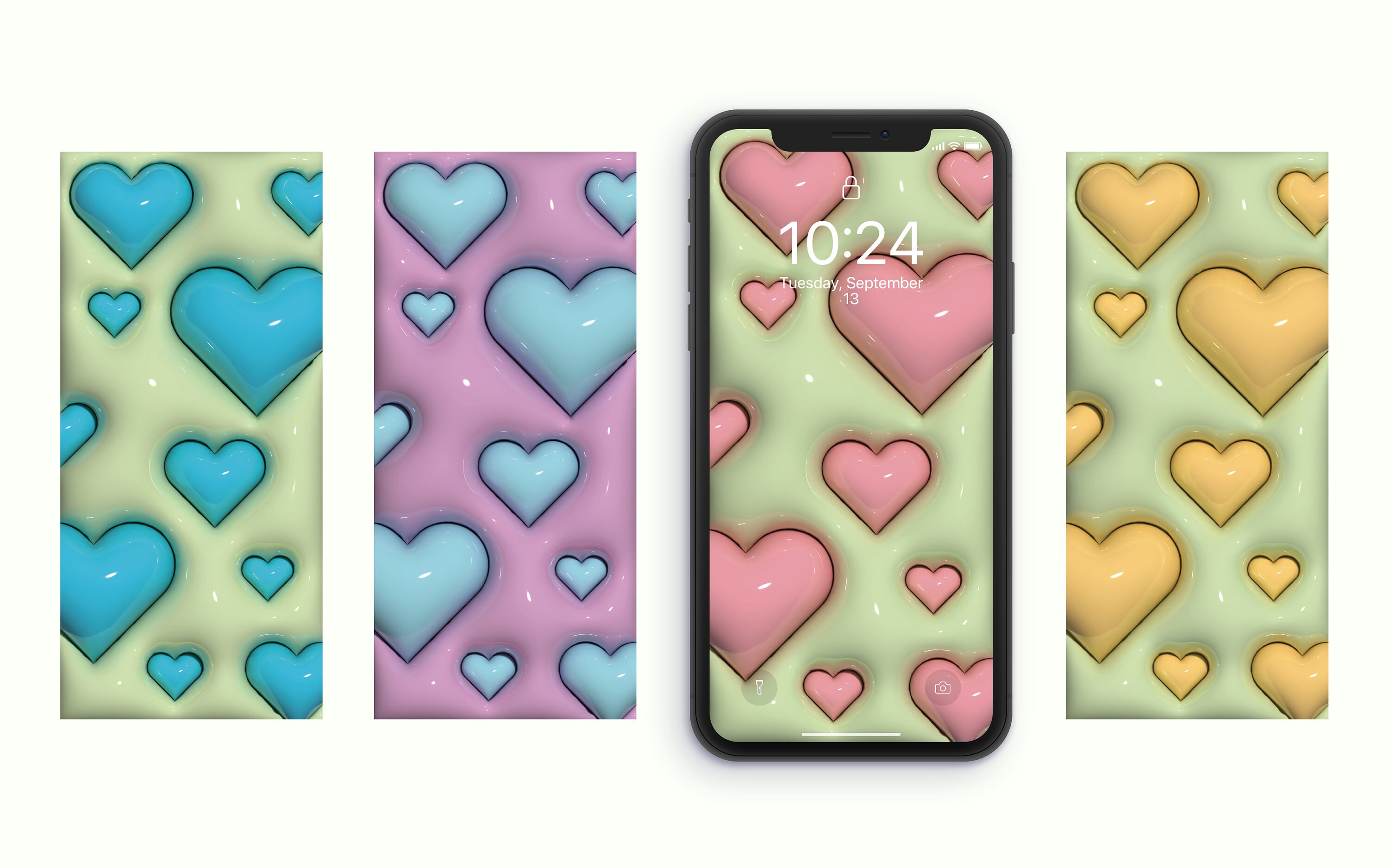 Shiny Hearts Bubble 3D Aesthetic Wallpaper for Mobile Phone / 3D iPhone ...