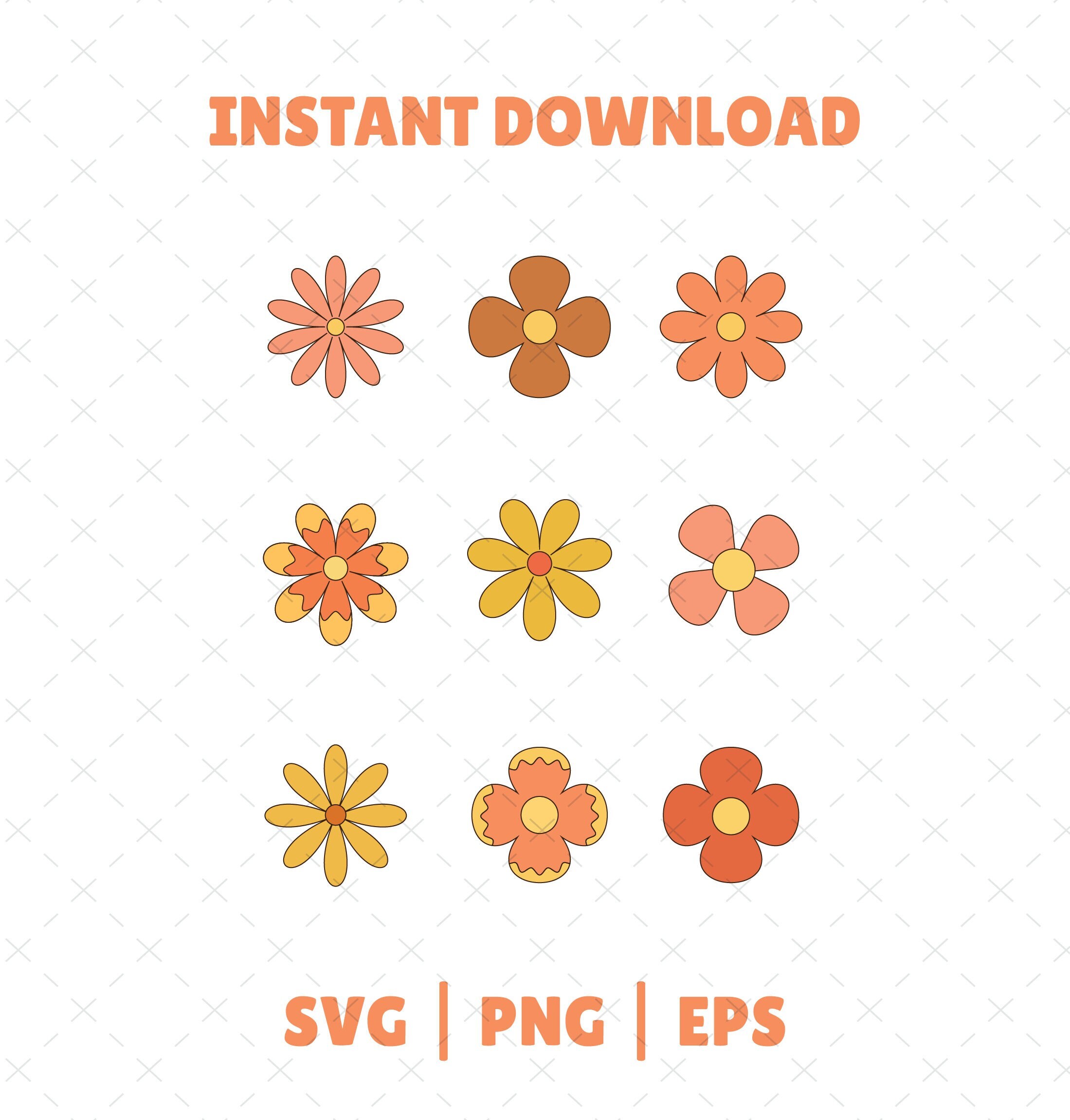 Retro Flower Shapes SVG, Flower SVG, Daisy Flower, Retro Daisy Svg ...