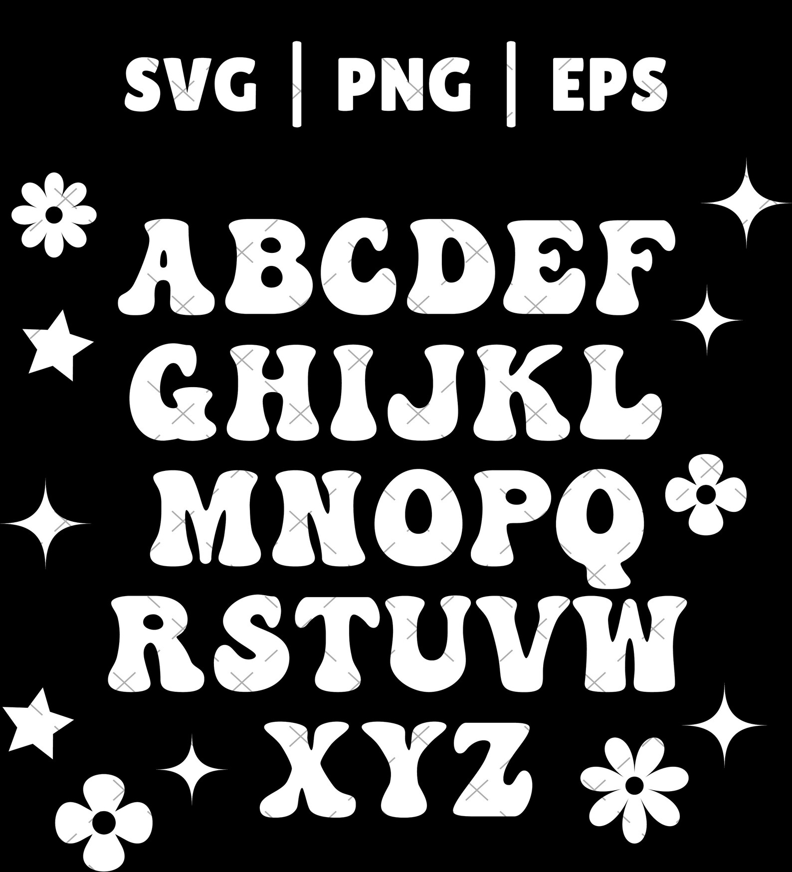 Black and White Retro Love Alphabet Set - PNG Retro Letters, SVG Retro ...
