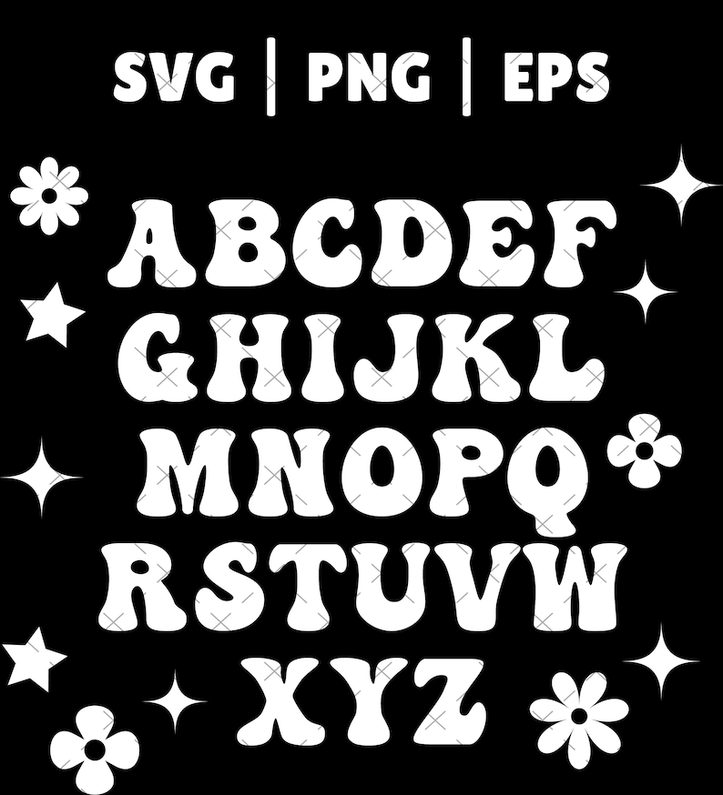 Retro Alphabet Clipart – Black & White SVG, PNG, EPS Files - Etsy