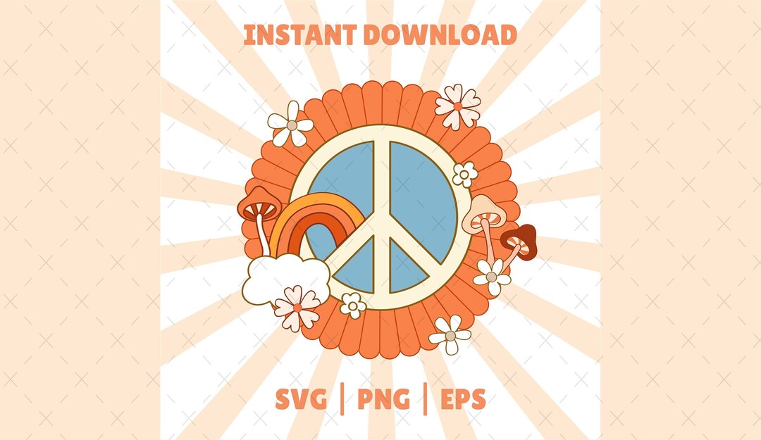 Groovy Flowers Peace Svg, Peace Sign Svg, Groovy Peace Svg, Peace Svg ...