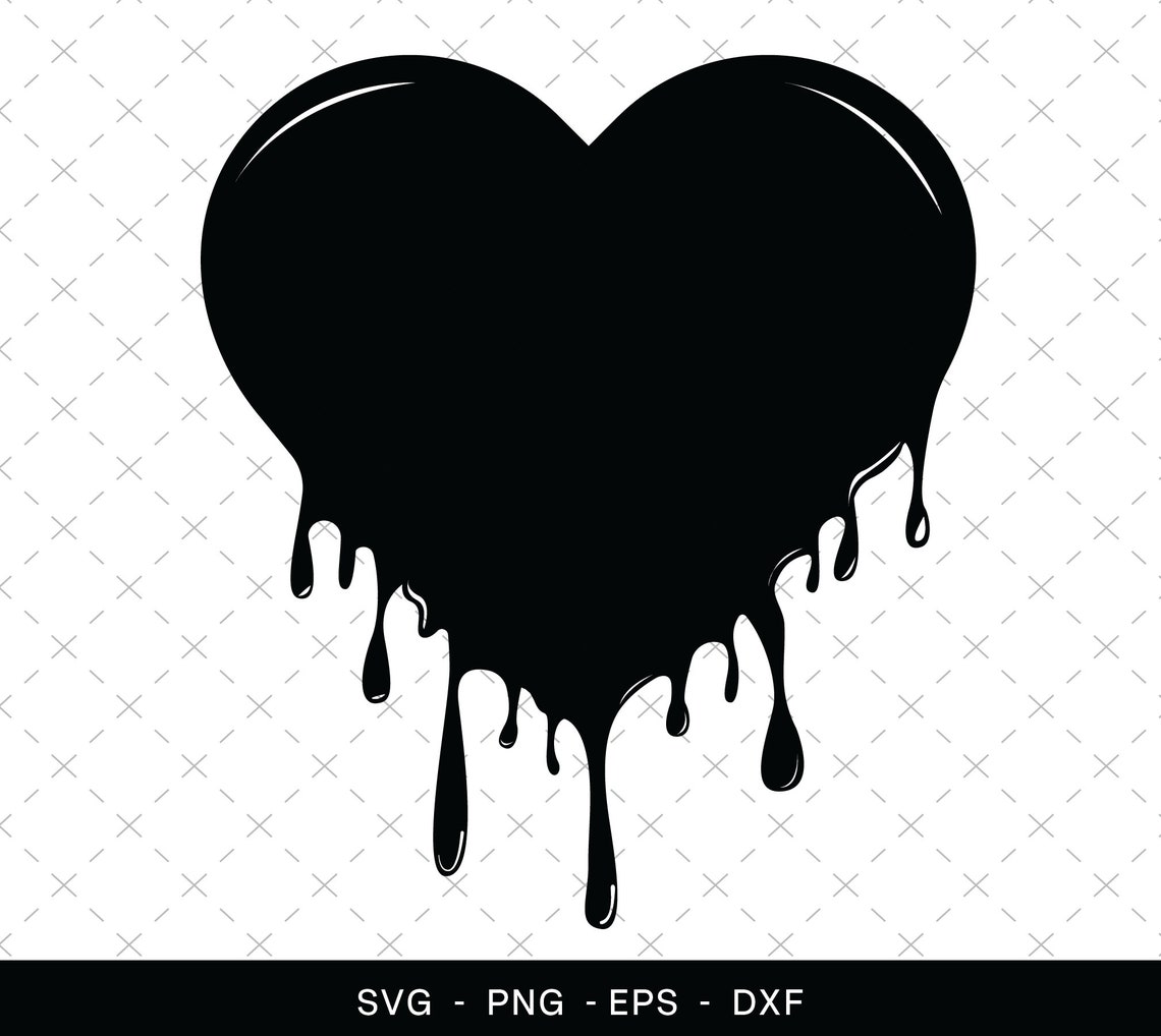 Bleeding Heart SVG, Dripping Heart Cutting File, Valentines Day Design ...