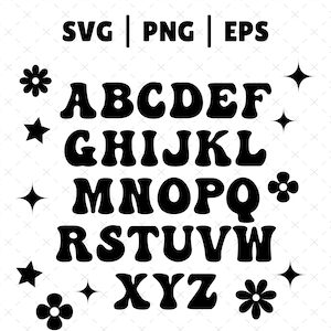 Black and White Retro Love Alphabet Set - PNG Retro Letters, SVG Retro ...