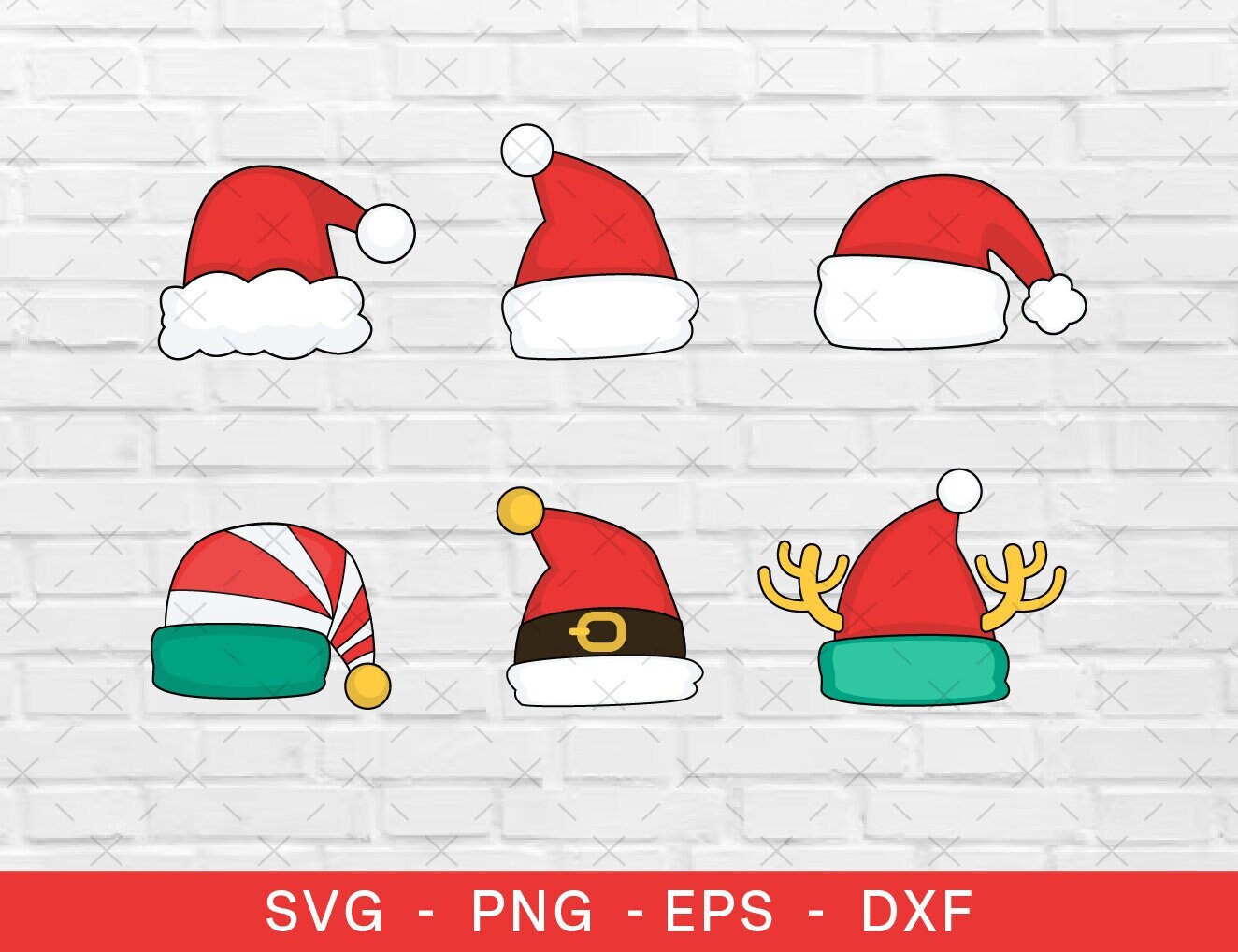 Santa Hat SVG, Christmas Hat Svg Bundle, Christmas Hat Svg, Santa Hat ...