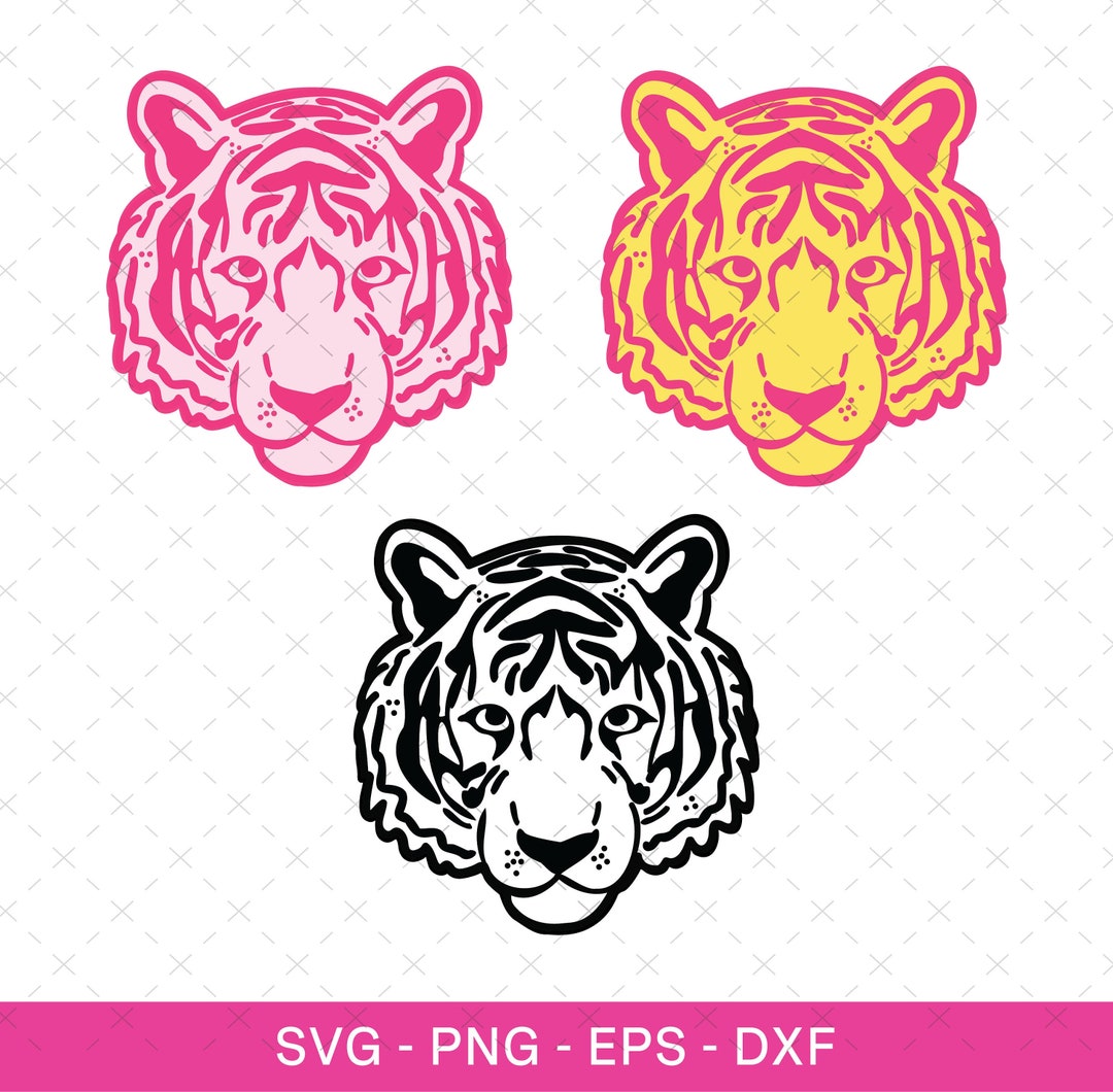 Tiger Head SVG, Cricut, Preppy Tigers Mascot PNG, Pink, Trendy PNG - Etsy