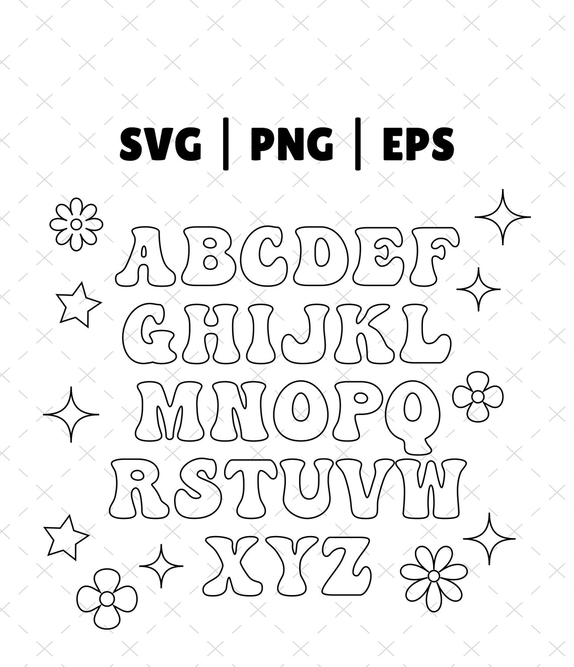 Black and White Retro Love Alphabet Set - PNG Retro Letters, SVG Retro ...